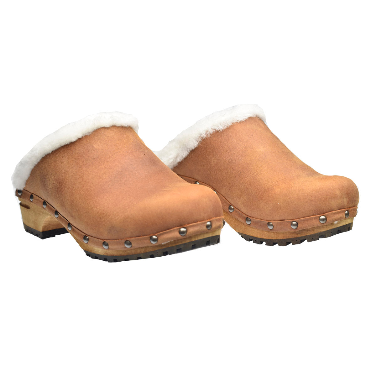 Hese Women's Wood Clog in Chestnut - Sanita