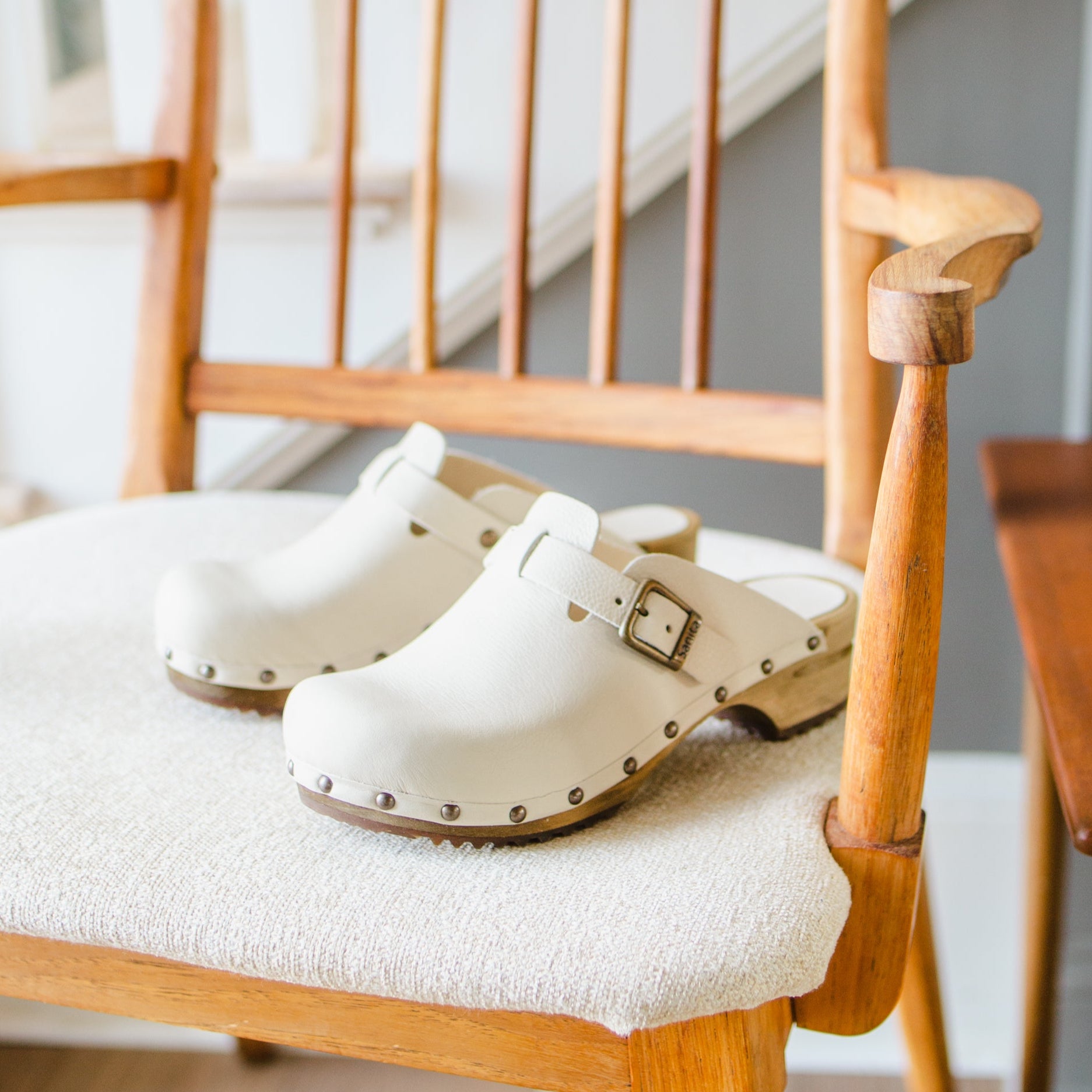 Kristel Women's Wood Clog in Cream - Sanita