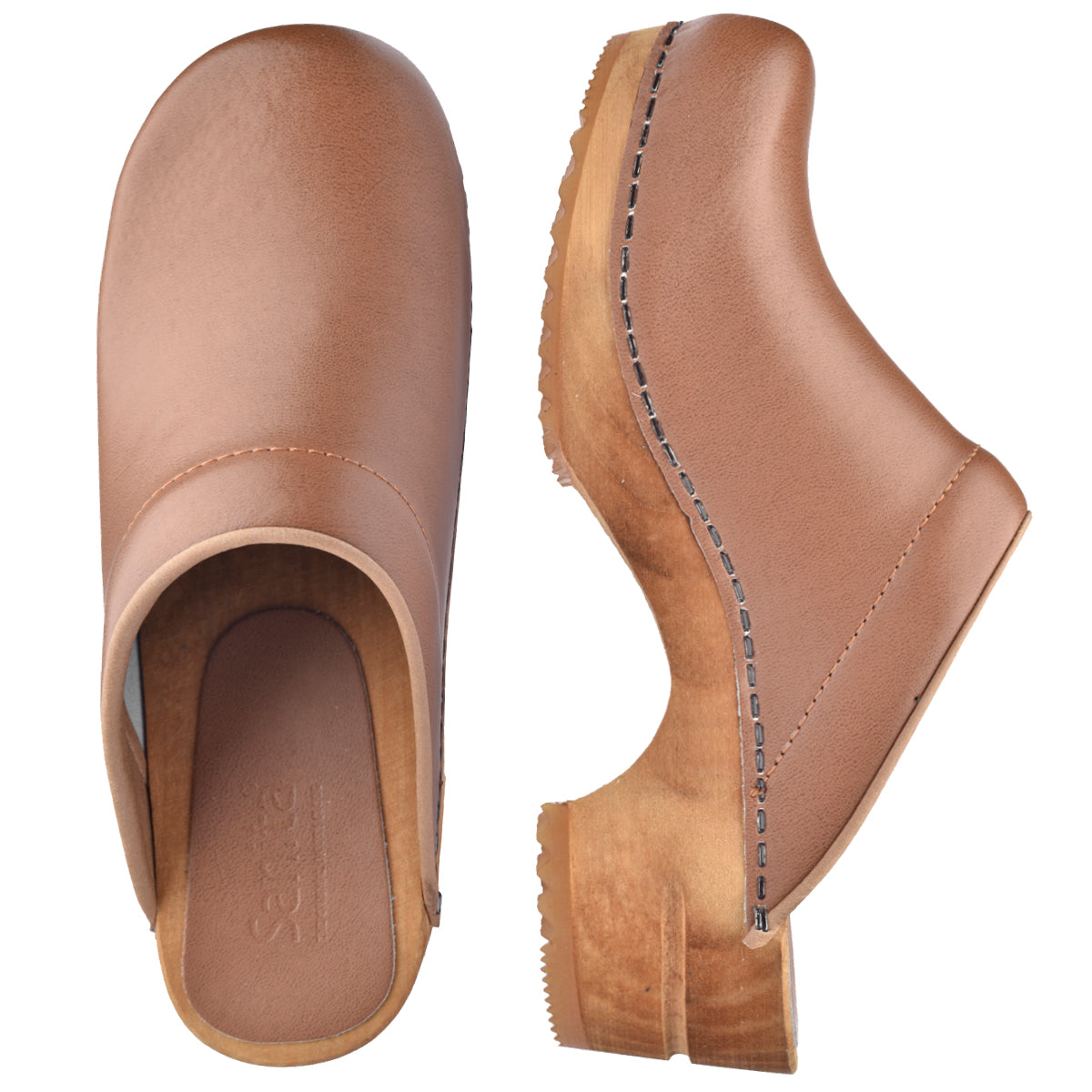 Lotte Women's Wood Clog in Cognac - Sanita