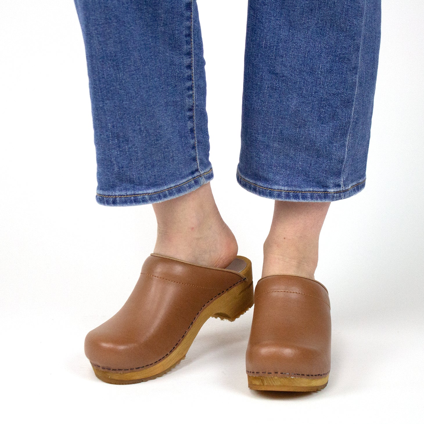 Lotte Women's Wood Clog in Cognac - Sanita